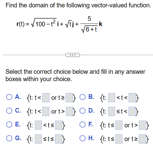 Solved Find the domain of the following vector-valued | Chegg.com