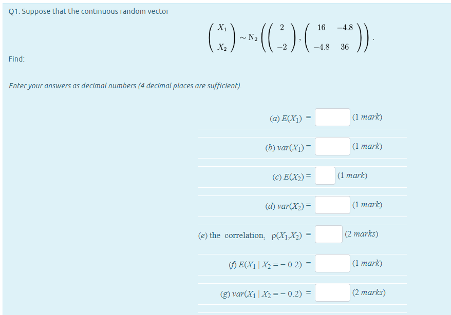 Solved Q1. Suppose that the continuous random vector 16 4.8 | Chegg.com