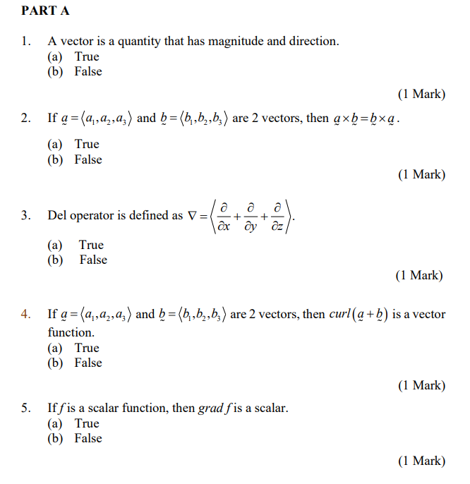 Solved PARTA 1. A vector is a quantity that has magnitude | Chegg.com
