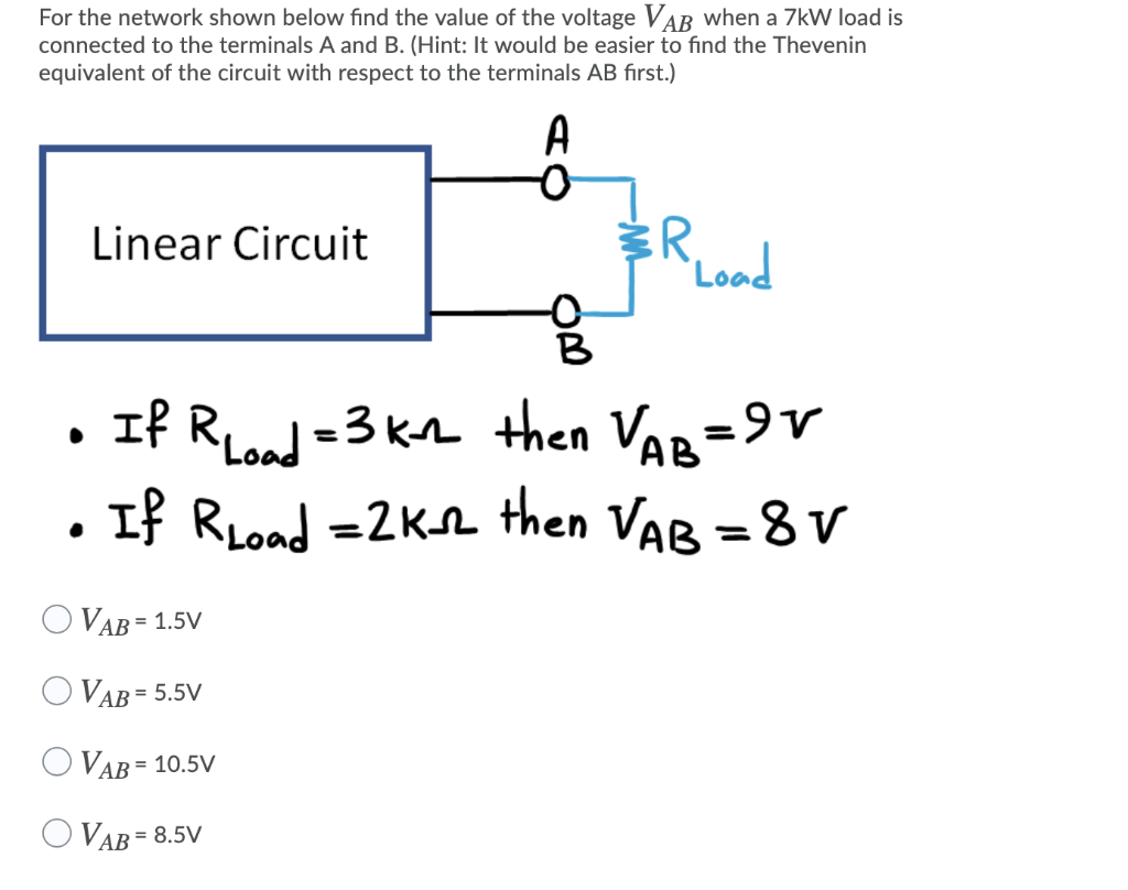 Solved For the network shown below find the value of the | Chegg.com