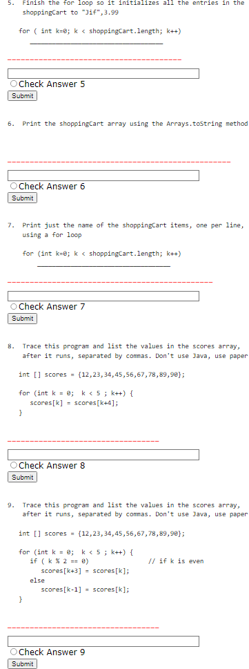 Solved 5. Finish the for loop so it initializes all the | Chegg.com Solved 5. Finish the for loop so it initializes all the | Chegg.com
