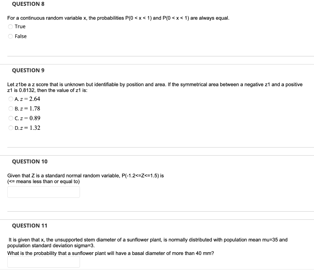 Solved For a continuous random variable x, the probabilities | Chegg.com