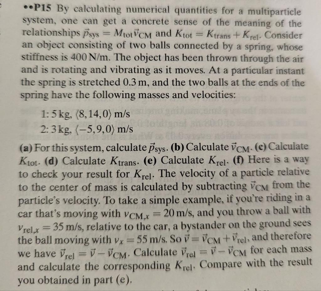 Solved -P15 By calculating numerical quantities for a | Chegg.com