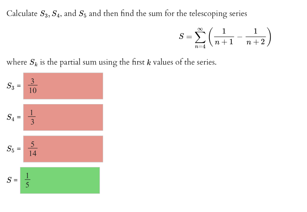 Solved Calculate S3, S4, and S; and then find the sum for | Chegg.com
