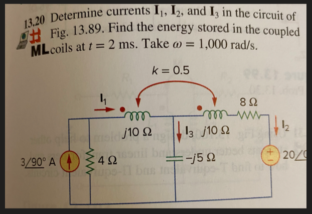 Solved 13.20 Determine currents I1, I2, and Iz in the | Chegg.com