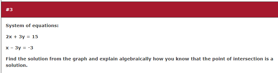 Solved System of equations: 2x+3y=15x−3y=−3 Find the | Chegg.com