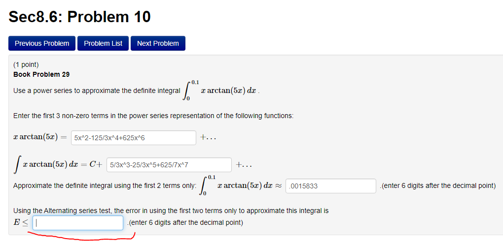 Solved Sec8.6: Problem 10 Previous Problem Problem List Next | Chegg.com