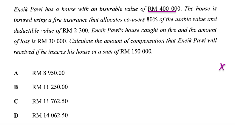 Solved Encik Pawi has a house with an insurable value of | Chegg.com