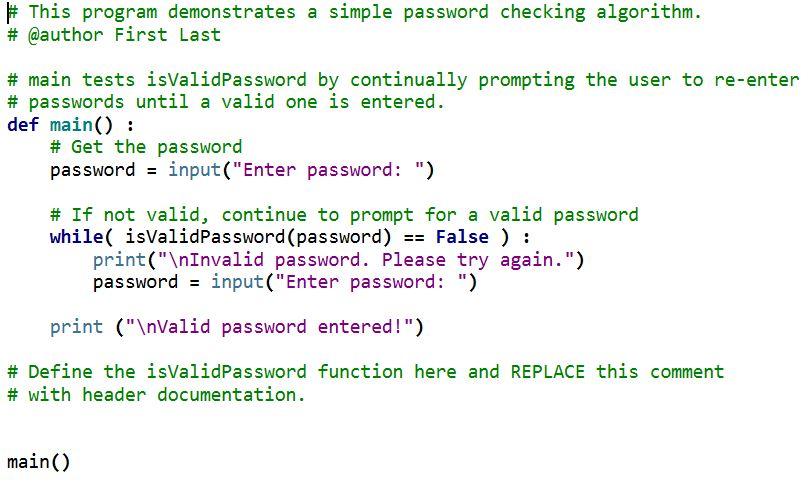 Solved complete a program by writing a function that checks | Chegg.com