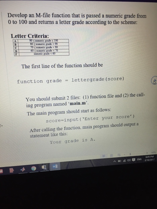 Solved Develop an M-file function that is passed a numeric | Chegg.com