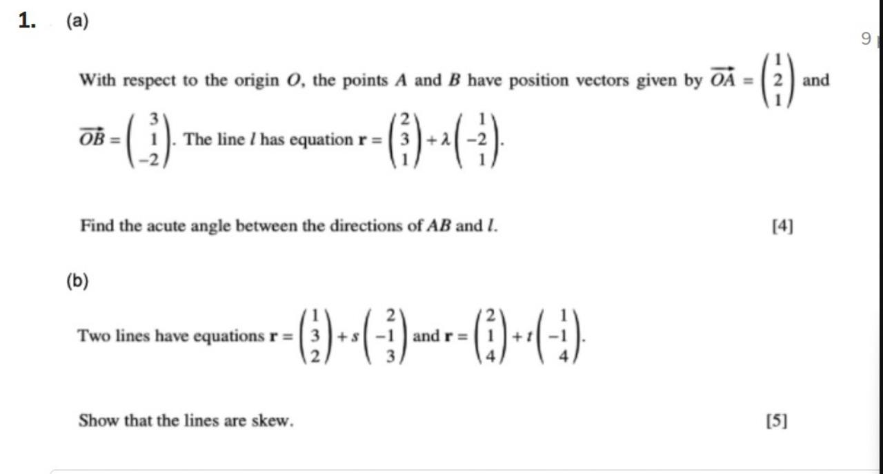 Solved 1. 1. (a) 9 With respect to the origin O, the points | Chegg.com