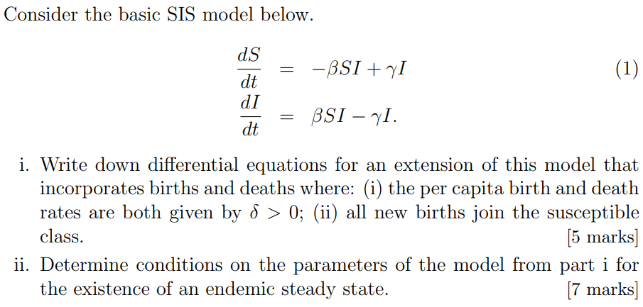 Solved Consider the basic SIS model below. | Chegg.com