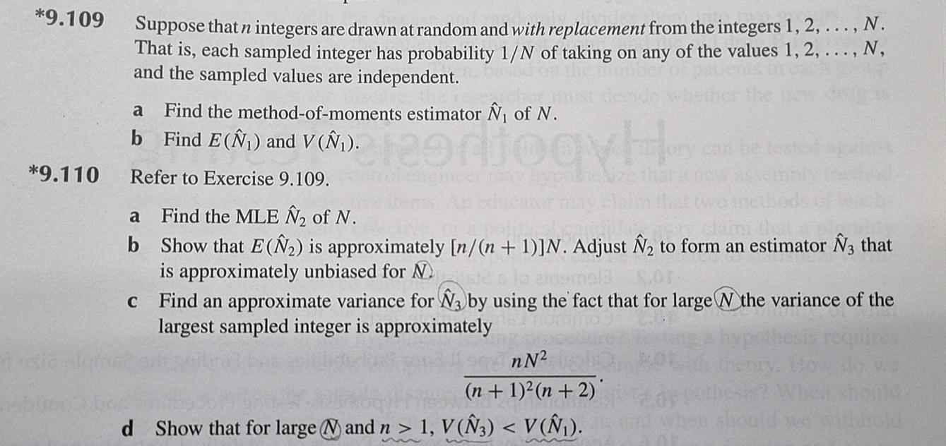 9.109 Suppose that n integers are drawn at random and | Chegg.com