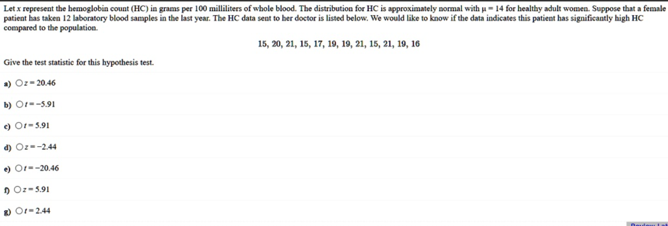 Solved Let x represent the hemoglobin count (HC) in grams | Chegg.com Solved Let x represent the hemoglobin count (HC) in grams | Chegg.com