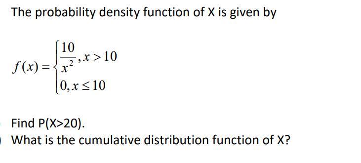 Solved The probability density function of X is given by | Chegg.com
