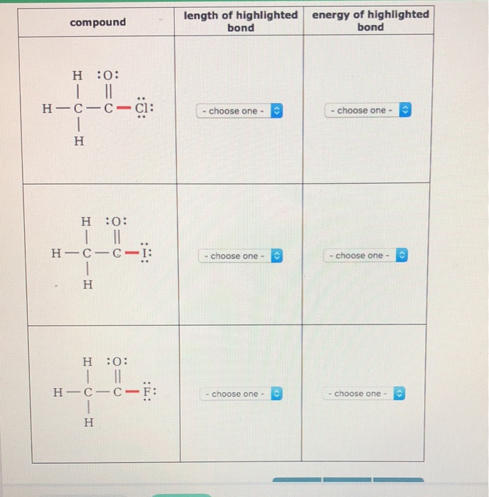 length of highlighted energy of highlighted compound | Chegg.com