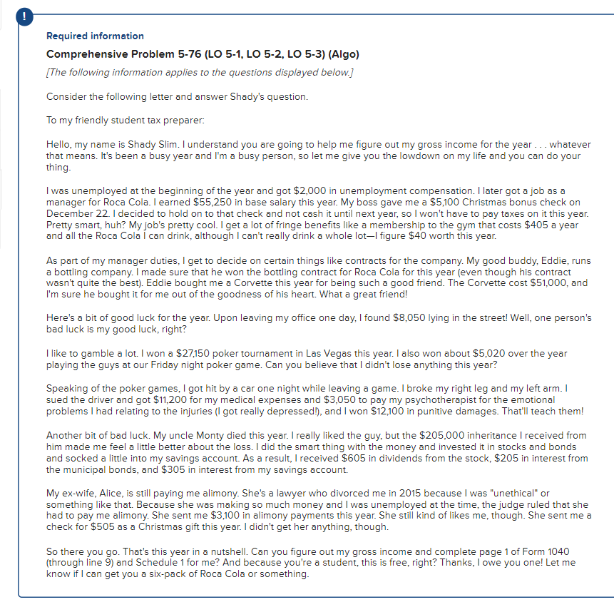 Required information Comprehensive Problem 5-76 (LO | Chegg.com