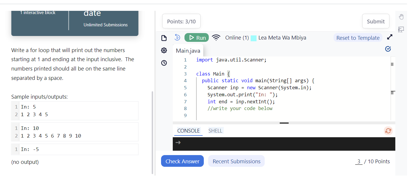 Solved Unlımited Submissions Write a for loop that will | Chegg.com