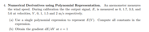 Solved Numerical Derivatives using Polynomial | Chegg.com
