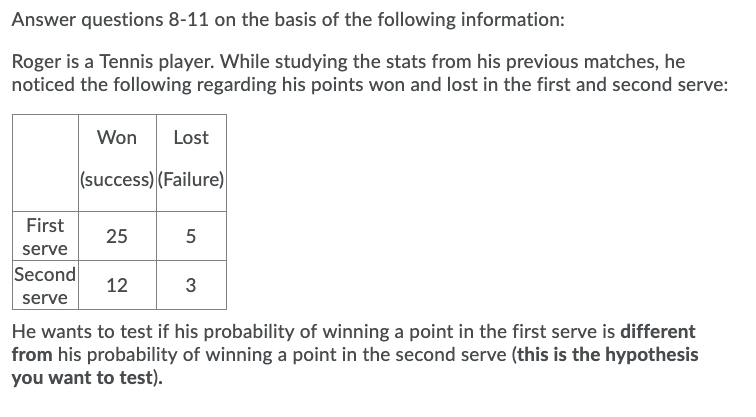 Solved Answer questions 8-11 on the basis of the following | Chegg.com