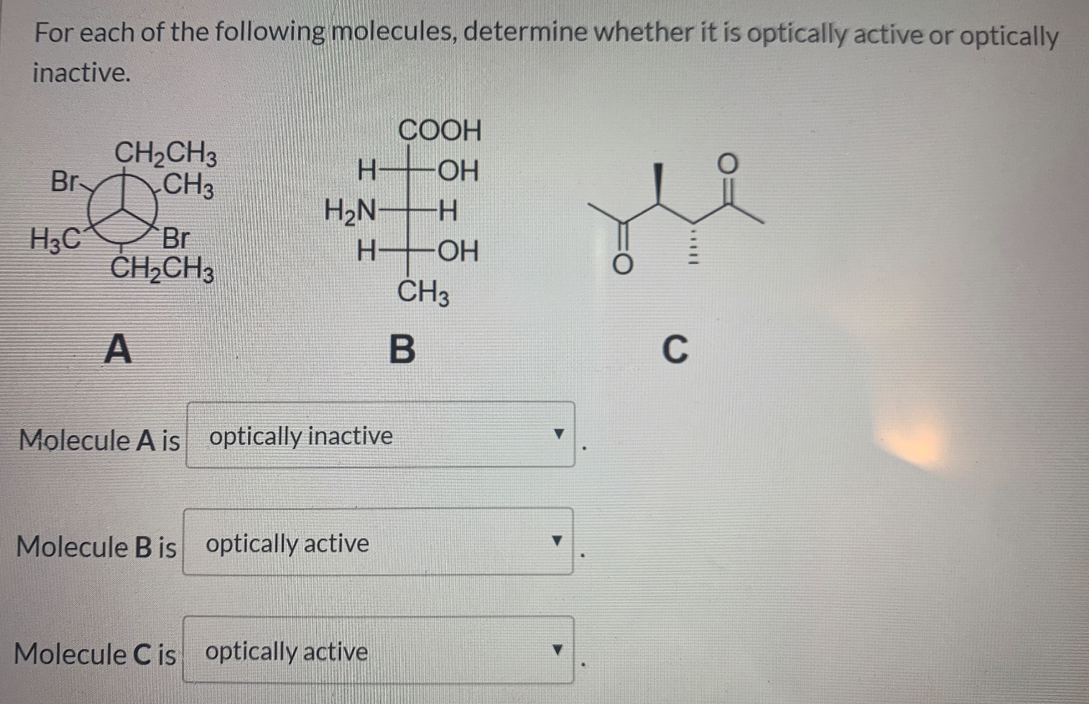 Solved For each of the following molecules, determine | Chegg.com