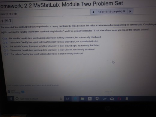 Solved Lomework: 2-2 MyStatLab: Module Two Problem Set Core: | Chegg.com