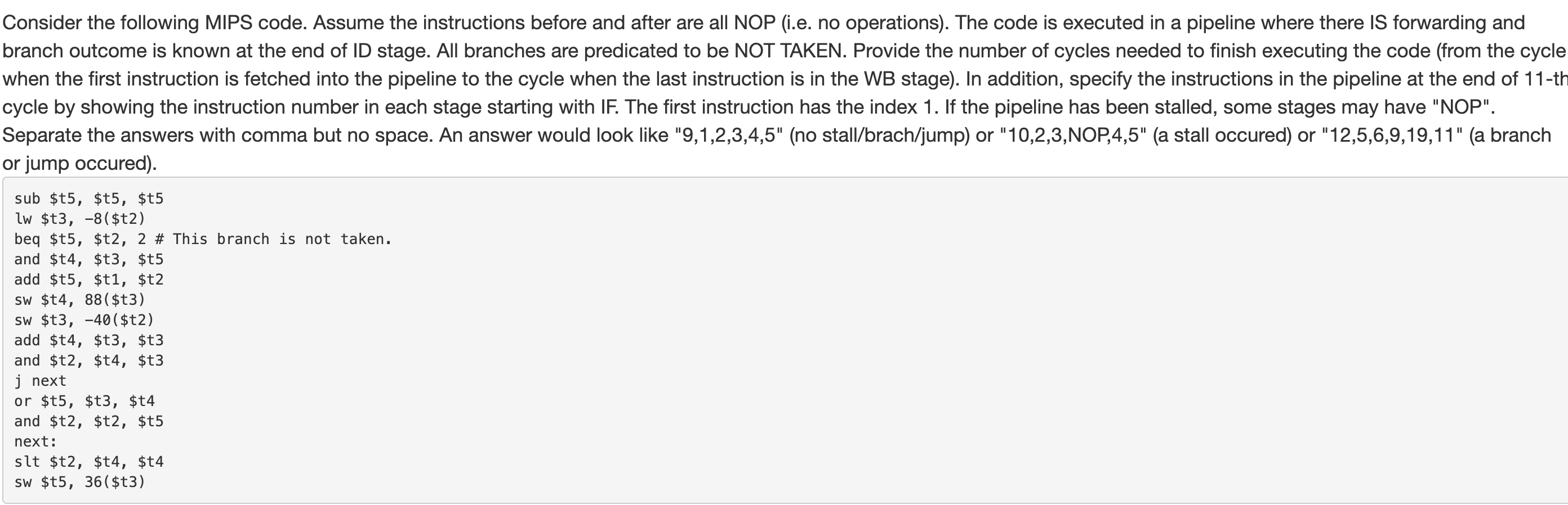 Consider the following MIPS code. Assume the | Chegg.com