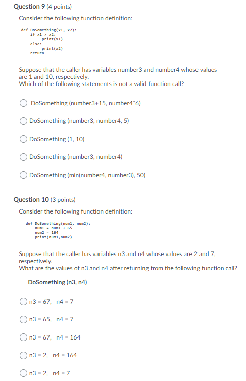 Solved Question 5 (4 points) The following is an incomplete | Chegg.com