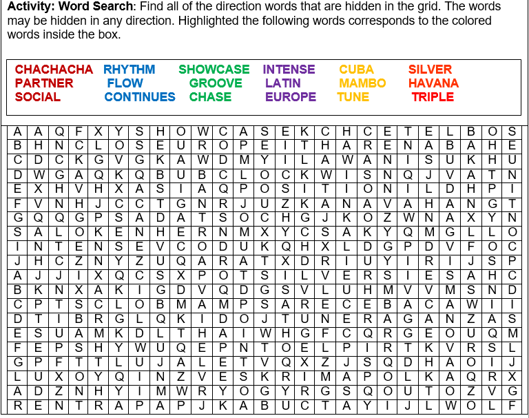 Solved Activity: Word Search: Find all of the direction | Chegg.com