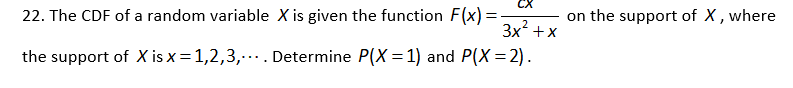 Solved EX on the support of X, where 22. The CDF of a random | Chegg.com