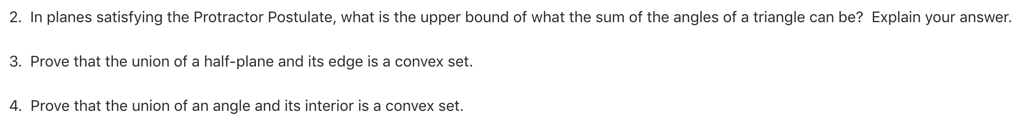 Solved 2. In planes satisfying the Protractor Postulate, | Chegg.com