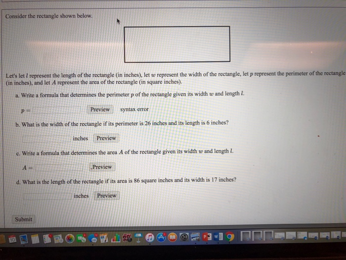 Solved Consider the rectangle shown below Let's let I | Chegg.com