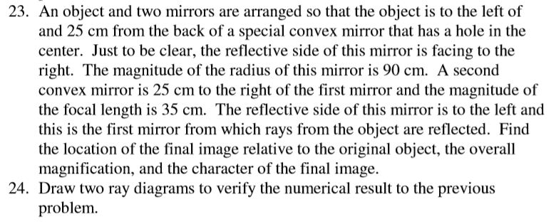 Solved 23. An object and two mirrors are arranged so that | Chegg.com