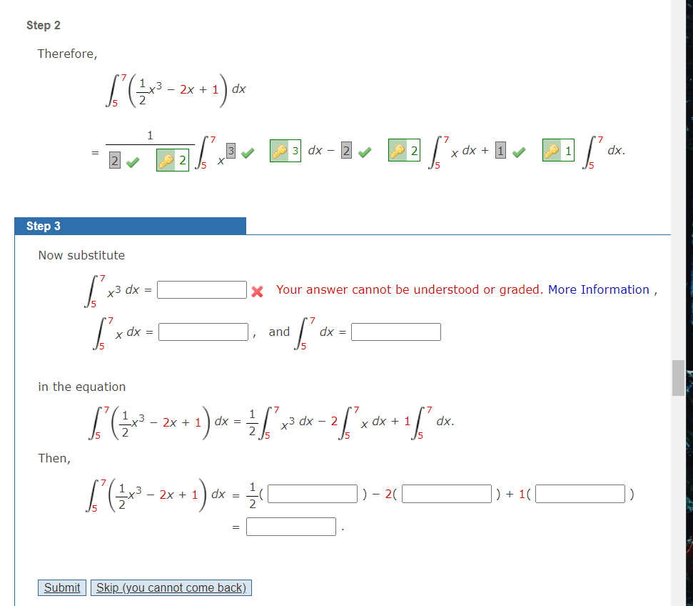 Solved Evaluate the integral using the following values. | Chegg.com