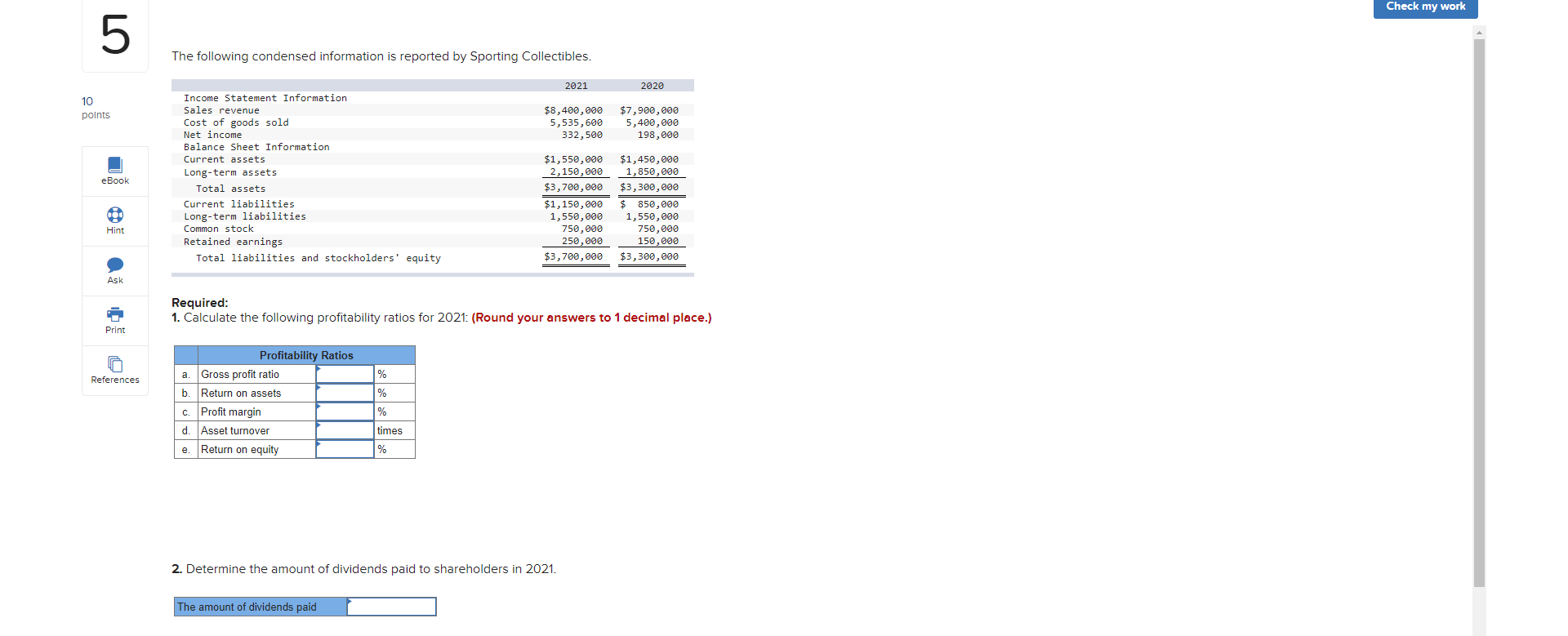 Solved LO 5 10 points eBook 10. Hint Ask Print References | Chegg.com