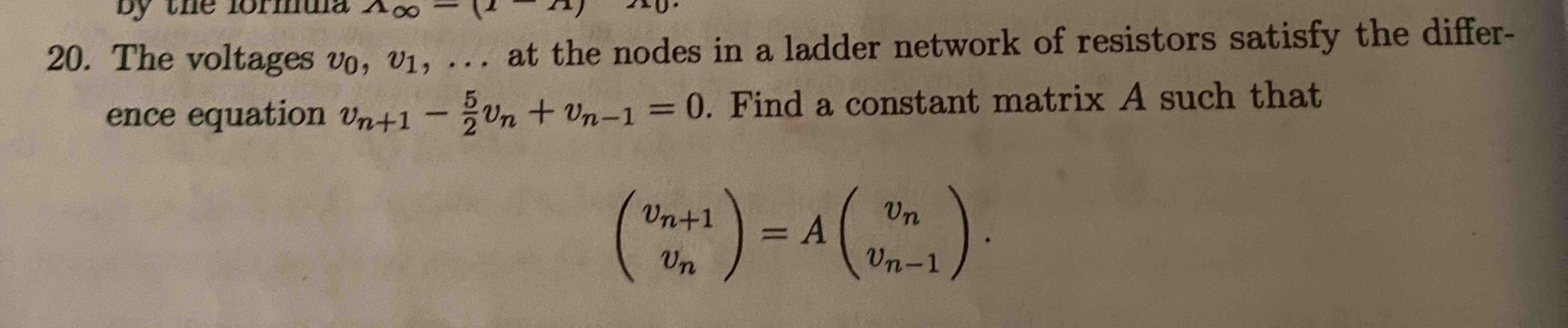 Solved The voltages v0,v1,dots at the nodes in a ladder | Chegg.com