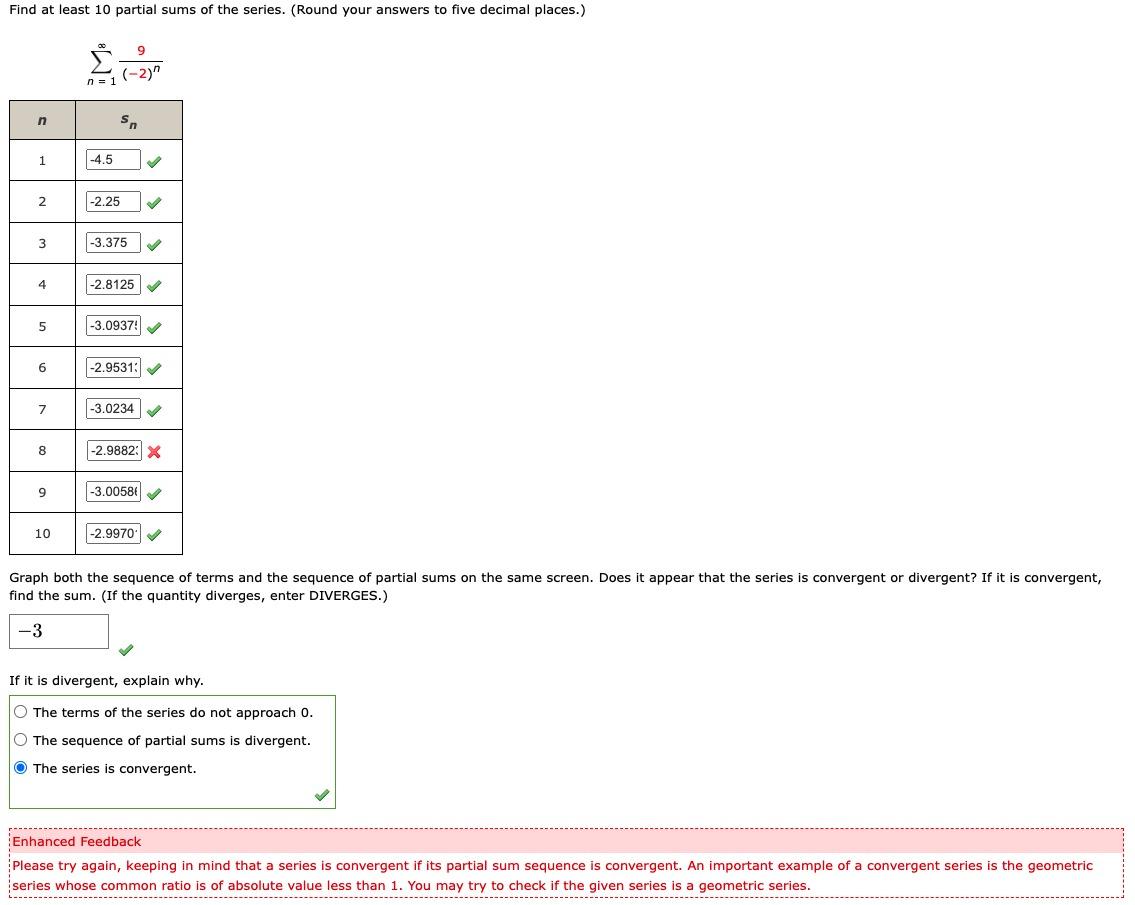 Solved ∑n=1∞(−2)n9 Graph both the sequence of terms and the | Chegg.com