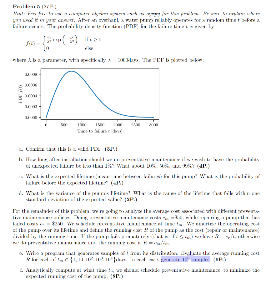 Solved a Problem 5 (27 P.) Hint: Feel free to use a computer | Chegg.com