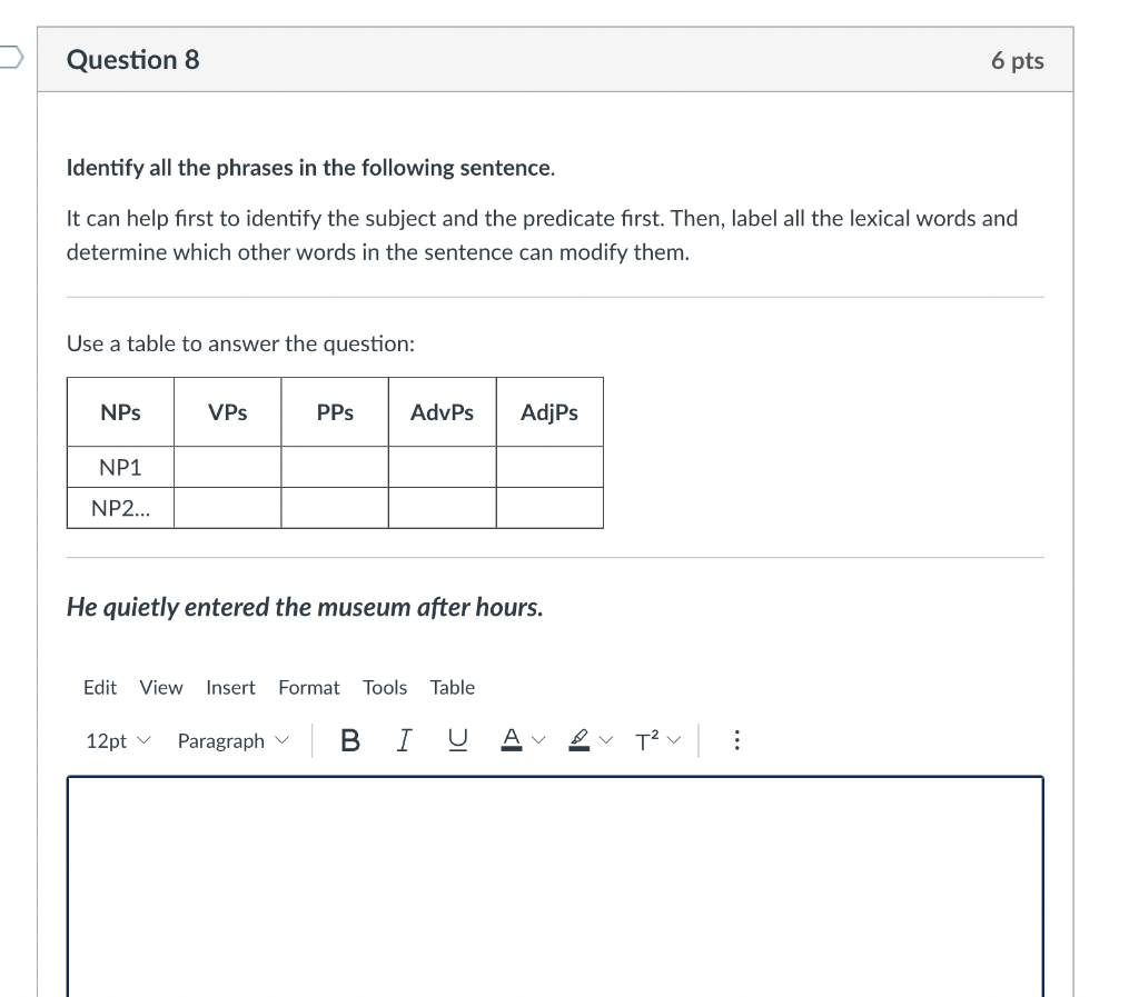 Identify all the phrases in the following sentence. | Chegg.com