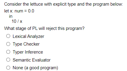 Solved Consider the lettuce with explicit type and the | Chegg.com