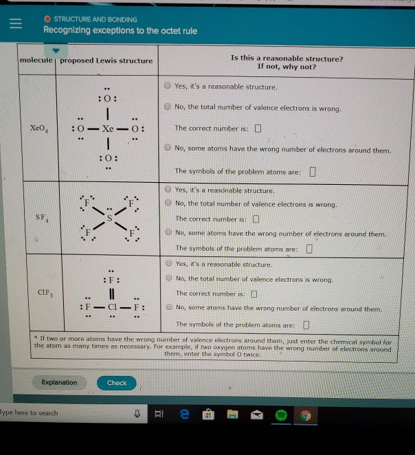 Solved O STRUCTURE AND BONDING Recognizing exceptions to the | Chegg.com