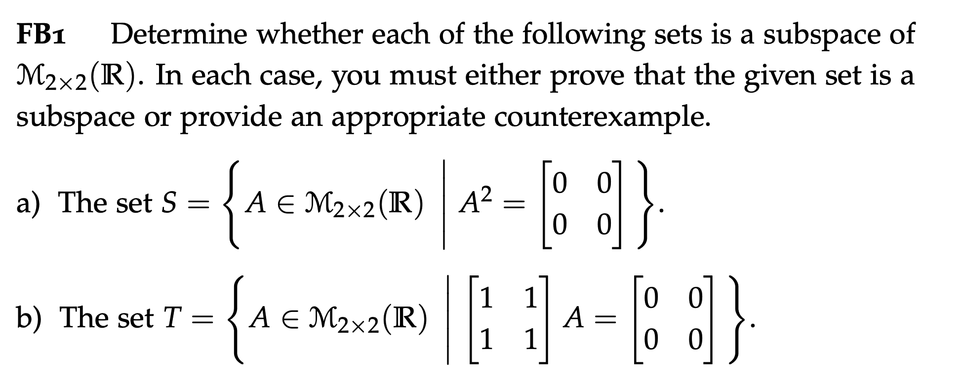 Solved Determine whether each of the following sets is a | Chegg.com