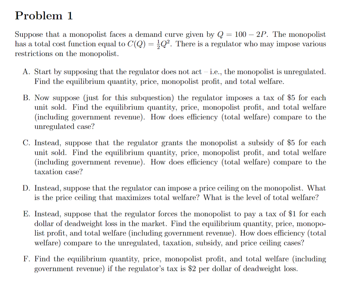 Solved Suppose that a monopolist faces a demand curve given | Chegg.com