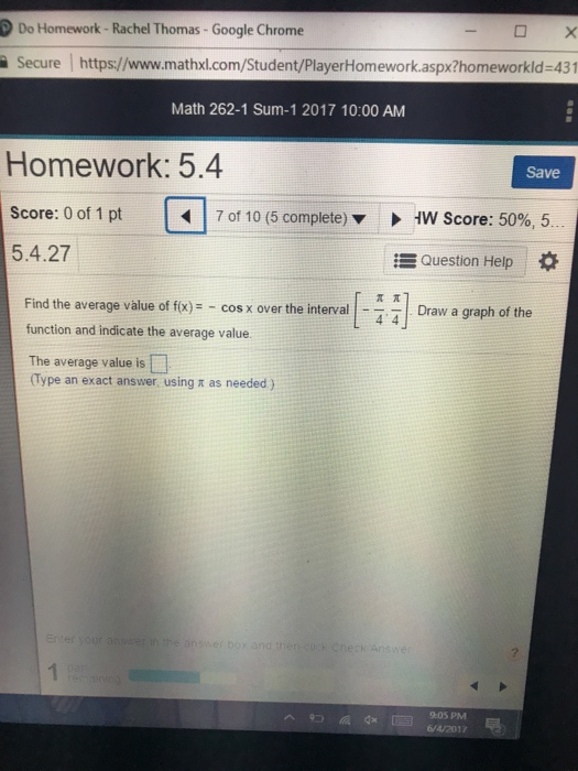 Solved Find the average value of f(x) = -cos x over the | Chegg.com