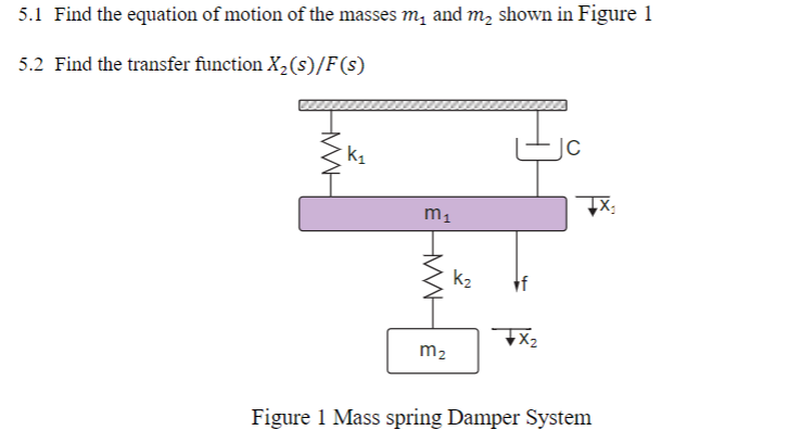 Solved 5.1 Find the equation of motion of the masses m1 and | Chegg.com