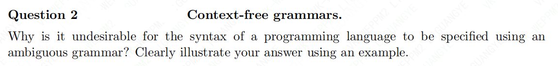 Solved Question 2 ﻿Context-free grammars. Why is it | Chegg.com