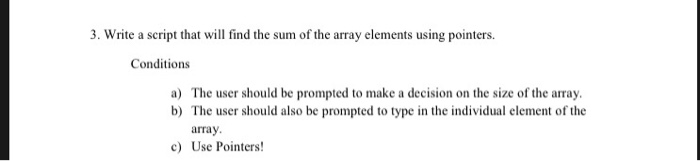 Solved 3. Write a script that will find the sum of the array | Chegg.com