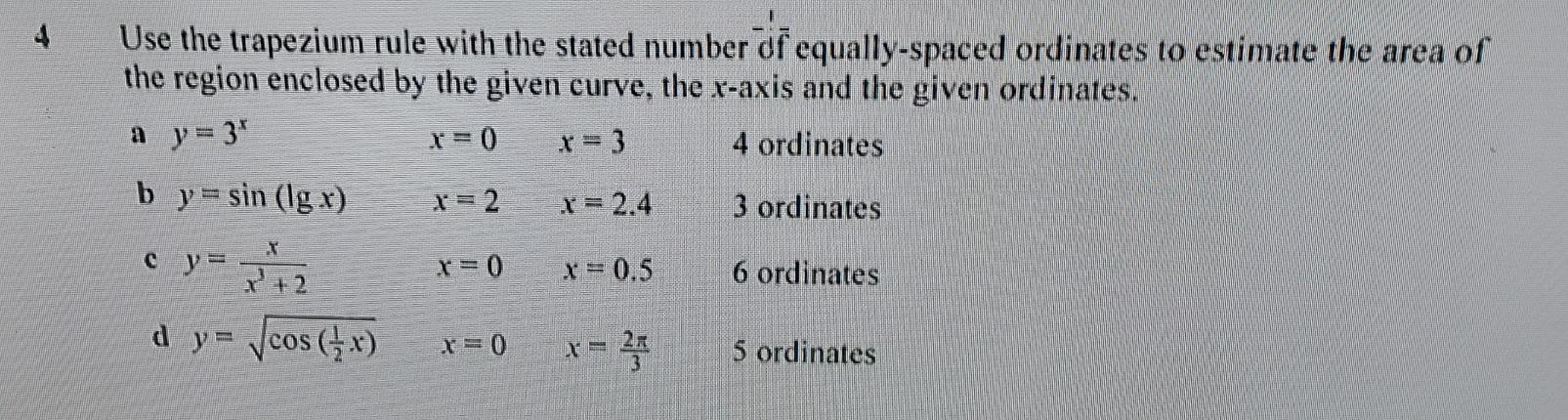 Solved Use the trapezium rule with the stated number −fˉfˉ | Chegg.com