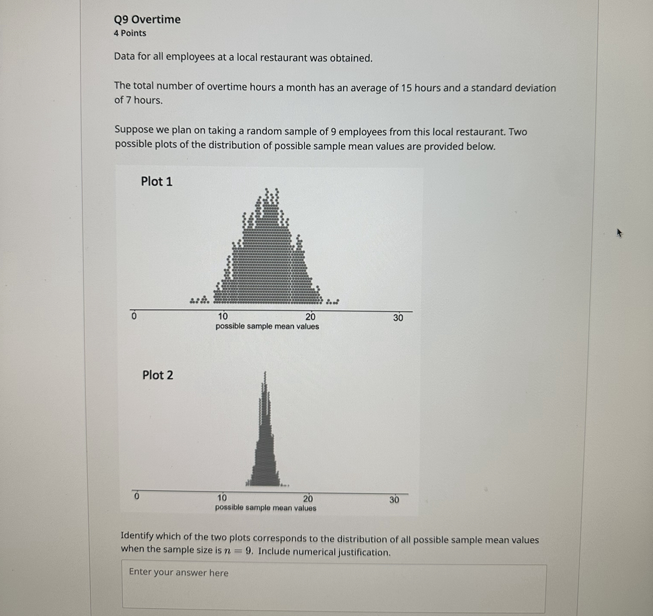 Solved Q9 Overtime 4 Points Data for all employees at a | Chegg.com