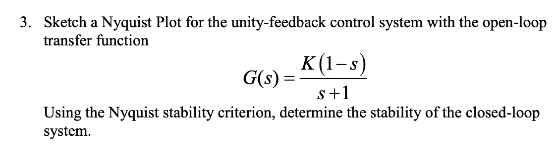 Solved Sketch A Nyquist Plot For The Unity Feedback Control 